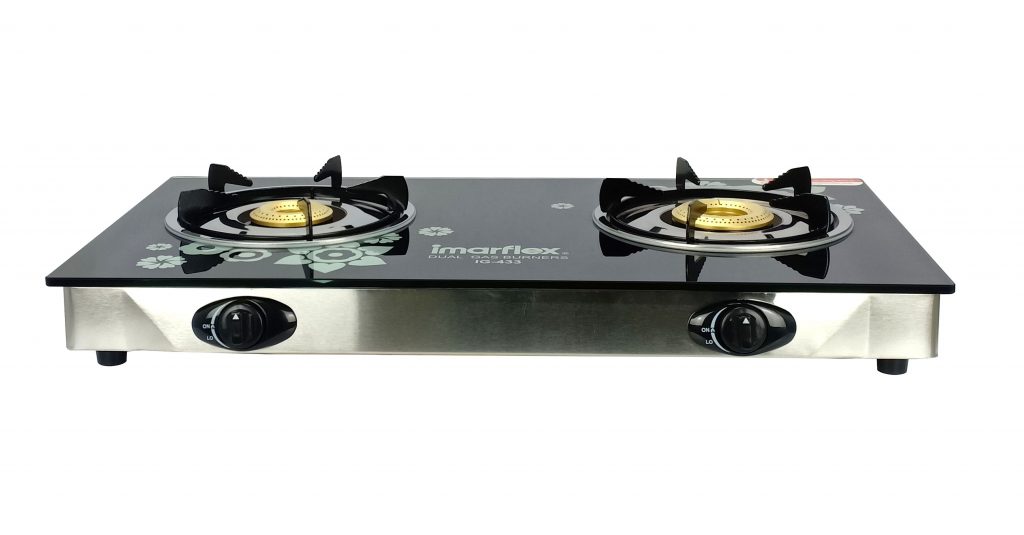 เตาแก๊สหัวคู่ หน้ากระจก รุ่น IG-433 – Imarflex